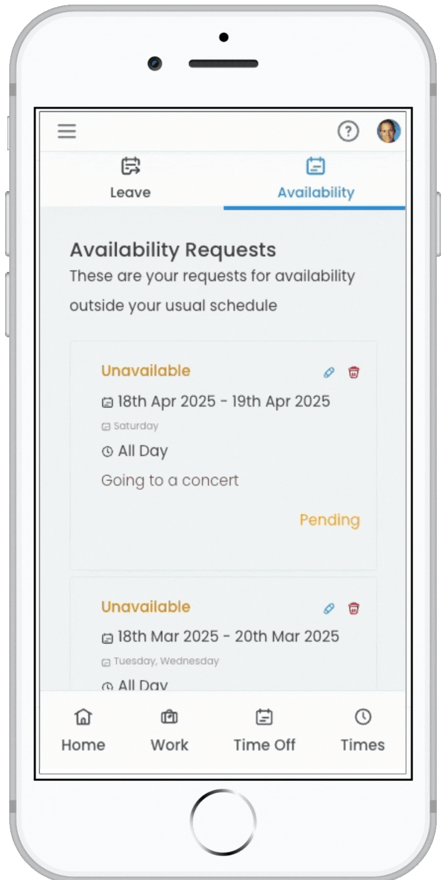 Availability in foundU – Employee Portal
