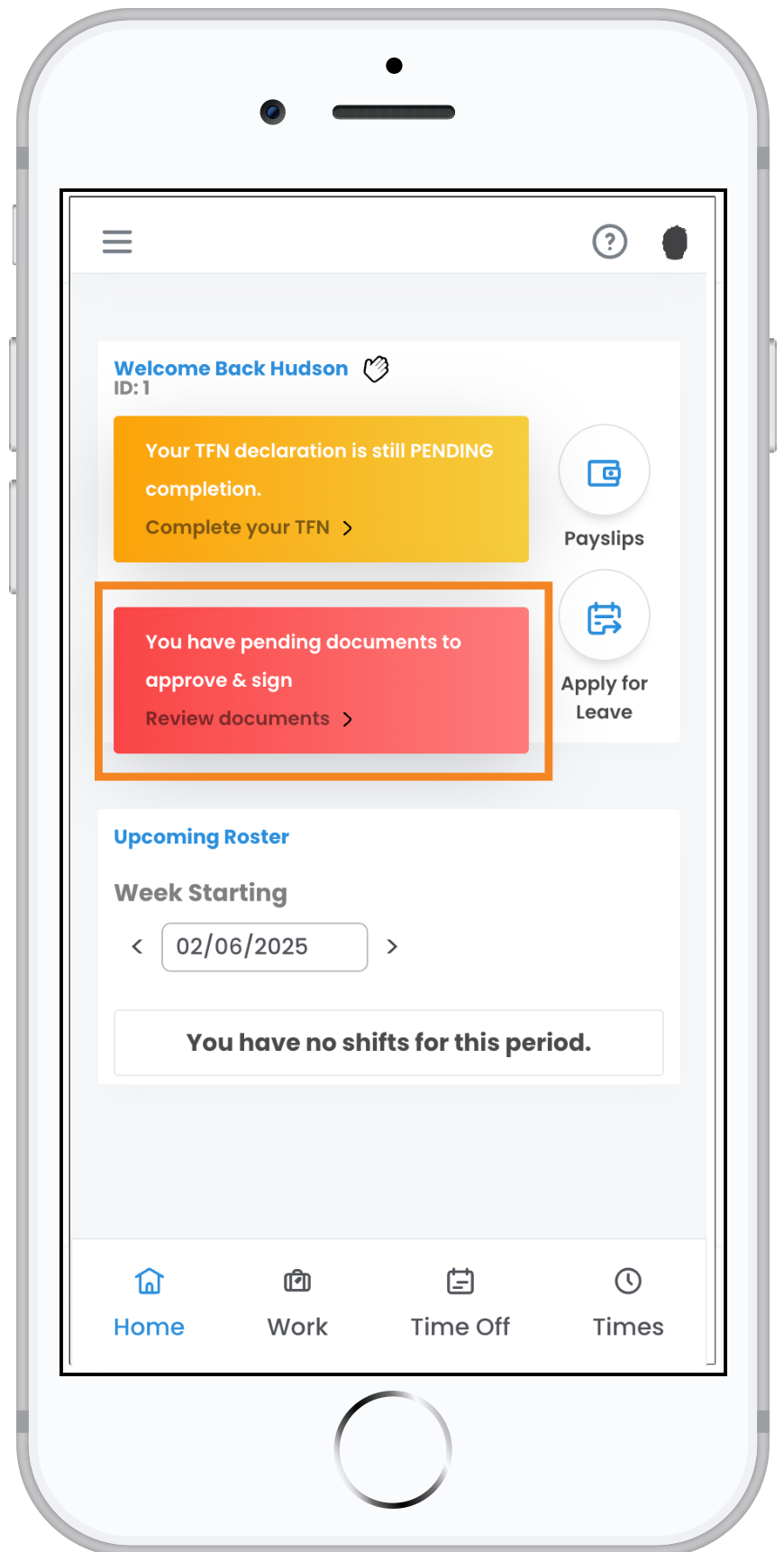 Pending documents to sign – Employee Portal