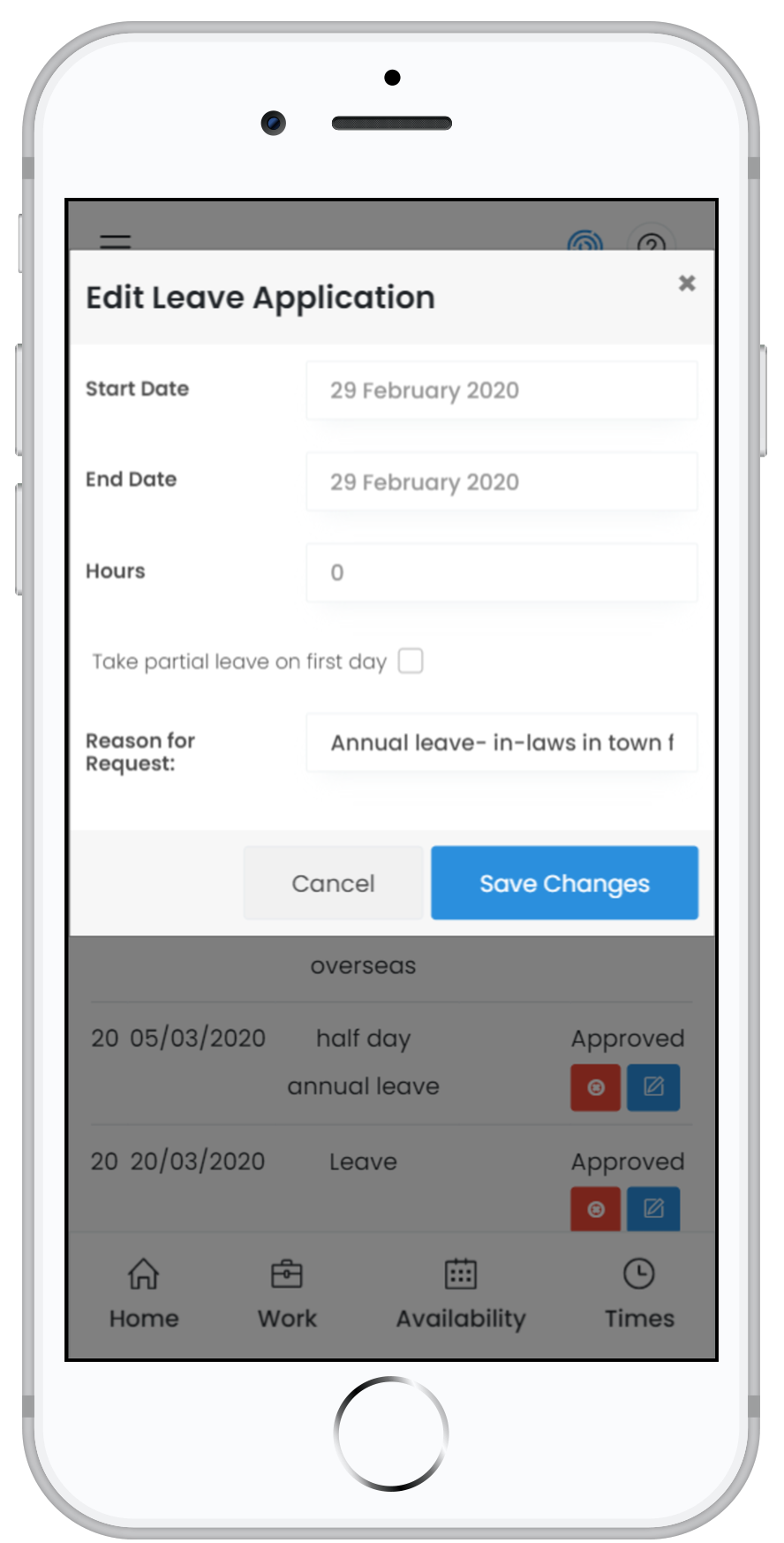 Edit your leave application – Employee Portal